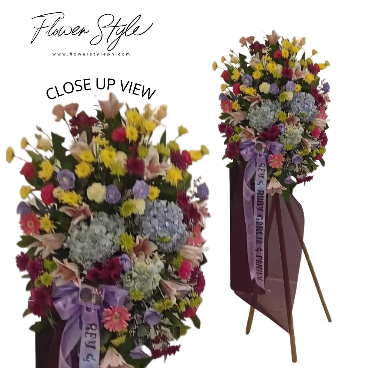 Mémorable Tribute Stand arrangement – flowerstyleph
